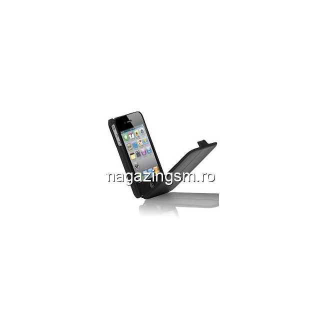Husa iPhone 4 iPhone 4s Flip Neagra Piele Pret